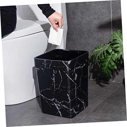 Zerodeko Rubbish Square Trash Plastic Bedroom L Household Container Liter Small Open Kitchen Bin Waste Top High Vintage Room Rectangular Home Pattern Black Paper for Basket Class