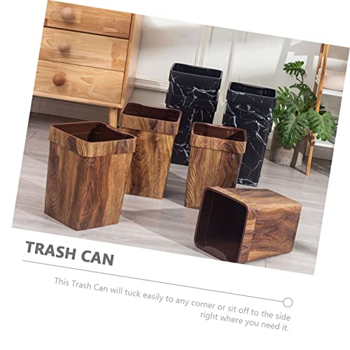 Zerodeko Rubbish Square Trash Plastic Bedroom L Household Container Liter Small Open Kitchen Bin Waste Top High Vintage Room Rectangular Home Pattern Black Paper for Basket Class