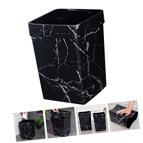 Zerodeko Rubbish Square Trash Plastic Bedroom L Household Container Liter Small Open Kitchen Bin Waste Top High Vintage Room Rectangular Home Pattern Black Paper for Basket Class