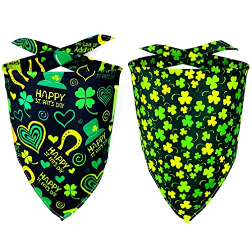 St. Patrick's Day Dog Bandanas: Holiday Puppy Bandanas Pet Party Scarf Triangle Bibs Handkerchief for Small Medium Large Breed Dogs Gift