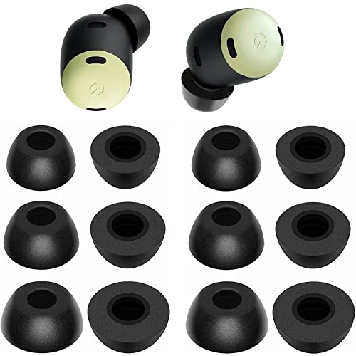 BLLQ Memory Foam Ear Tips Compatible with Google Pixel Buds Pro Replacement Ear Tips, Perfect Noise Cancellation, Fit in Case, S/M/L 6 Pairs Foam Tips Black (Foam PP6PB)