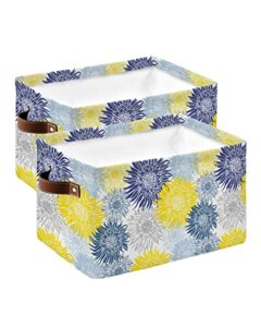 storage baskets for shelves, foldable rectangle storage baskets, colorful blooming sunflowers abstract geometric storage containers for organizing dorm closet room, 2-pack (15鈥?x 11鈥?x 9.5鈥?