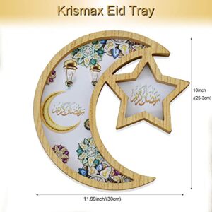 Krismax Ramadan Decorations for Home 2023 Ramadan Tray Eid Tray Ramadan Kareen Moon Star Tray Home Decor Ramadan Serving Tray for Party Decoration Food Tray Snack Cookie Serve Plate