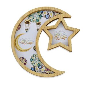 krismax ramadan decorations for home 2023 ramadan tray eid tray ramadan kareen moon star tray home decor ramadan serving tray for party decoration food tray snack cookie serve plate