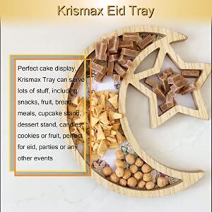 Krismax Ramadan Decorations for Home 2023 Ramadan Tray Eid Tray Ramadan Kareen Moon Star Tray Home Decor Ramadan Serving Tray for Party Decoration Food Tray Snack Cookie Serve Plate