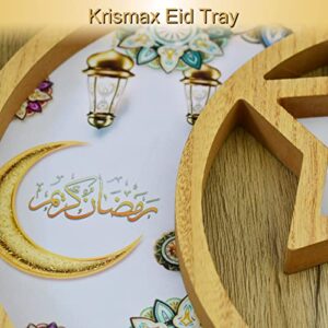 Krismax Ramadan Decorations for Home 2023 Ramadan Tray Eid Tray Ramadan Kareen Moon Star Tray Home Decor Ramadan Serving Tray for Party Decoration Food Tray Snack Cookie Serve Plate