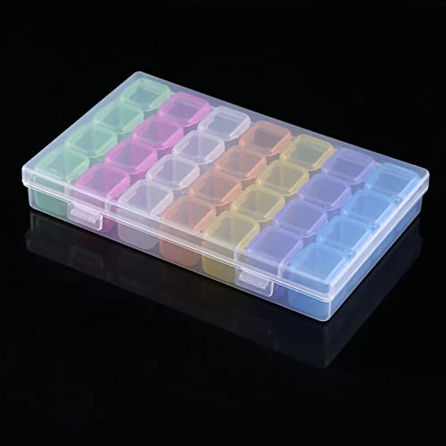 LIZEALUCKY 28 Grids Plastic Storage Box Jewelry Organizer Storage Embroidery Storage Boxes Nail Art Tools Display Storage Case