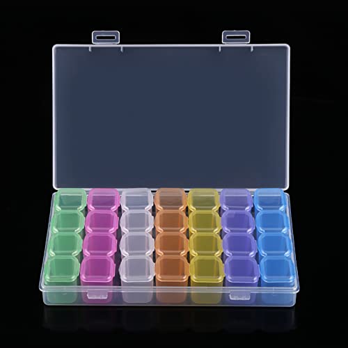 LIZEALUCKY 28 Grids Plastic Storage Box Jewelry Organizer Storage Embroidery Storage Boxes Nail Art Tools Display Storage Case