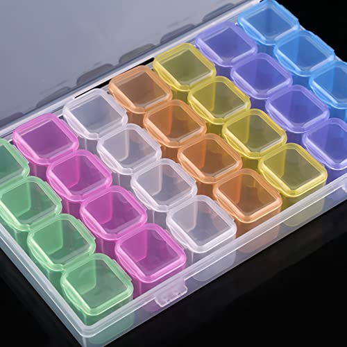 LIZEALUCKY 28 Grids Plastic Storage Box Jewelry Organizer Storage Embroidery Storage Boxes Nail Art Tools Display Storage Case