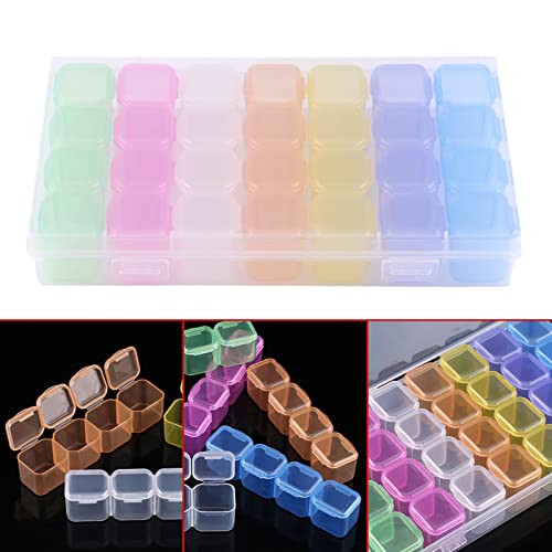 LIZEALUCKY 28 Grids Plastic Storage Box Jewelry Organizer Storage Embroidery Storage Boxes Nail Art Tools Display Storage Case