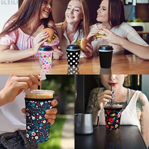 3 Pack Reusable Neoprene Insulator Sleeve for Iced Coffee Cups, Coffee Coozie sleeves with handle for Iced & Hot Drinks, Insulated Cup Holder, Neoprene Can Coozie sleeves with Insulated Sleeves