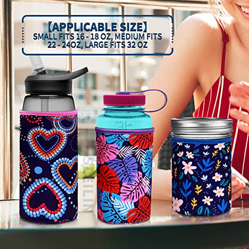 3 Pack Reusable Neoprene Insulator Sleeve for Iced Coffee Cups, Coffee Coozie sleeves with handle for Iced & Hot Drinks, Insulated Cup Holder, Neoprene Can Coozie sleeves with Insulated Sleeves