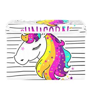 innewgogo unicorn storage bins with lids for organizing collapsible storage boxes with handles oxford cloth storage cube box for living room