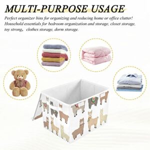 innewgogo Llamas Storage Bins with Lids for Organizing Collapsible Storage Boxes with Handles Oxford Cloth Storage Cube Box for Toys