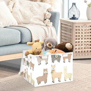 innewgogo Llamas Storage Bins with Lids for Organizing Collapsible Storage Boxes with Handles Oxford Cloth Storage Cube Box for Toys