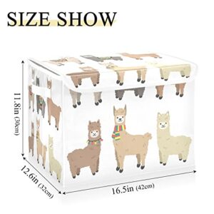 innewgogo Llamas Storage Bins with Lids for Organizing Collapsible Storage Boxes with Handles Oxford Cloth Storage Cube Box for Toys