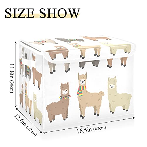 innewgogo Llamas Storage Bins with Lids for Organizing Collapsible Storage Boxes with Handles Oxford Cloth Storage Cube Box for Toys