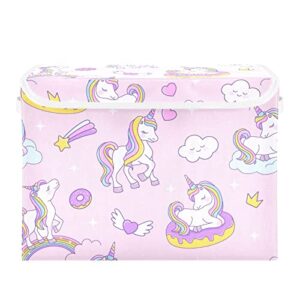 innewgogo unicorn storage bins with lids for organizing foldable storage bins with handles oxford cloth storage cube box for books