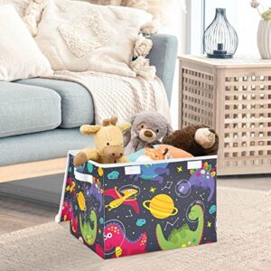 innewgogo Dinosaur Space Storage Bins with Lids for Organizing Collapsible Storage Cube Bin with Handles Oxford Cloth Storage Cube Box for Bed Room