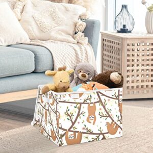 Tropical Sloths Storage Bins with Lids for Organizing Lidded Home Storage Bins with Handles Oxford Cloth Storage Cube Box for Car