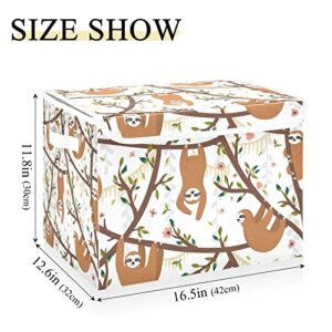 Tropical Sloths Storage Bins with Lids for Organizing Lidded Home Storage Bins with Handles Oxford Cloth Storage Cube Box for Car