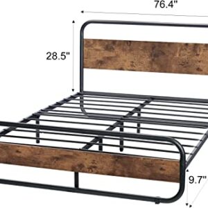 Catrimown King Bed Frame with Headboard LED Bed Frame King Metal Platform Bed Frame King Size Heavy Duty King Wood Platform Bed Frame Under Bed Storage Noise Free No Box Spring Needed