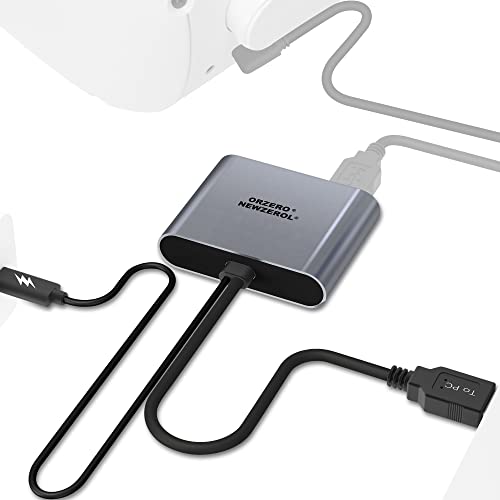 Orzero Smart Charging Adapter for Quest 3 Quest 2 - Unlock Unlimited Gaming Power with USB 3.0 Type A/C Link Cable, Quick Continuously Charging and No-Latency PCVR Gaming