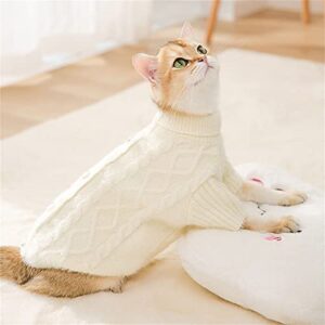 Small Dog Classic Pullover Sweater Pet Cat Soft Turtleneck Knitwear Puppy Thick Warm Clothes (L,Beige)