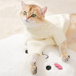 Small Dog Classic Pullover Sweater Pet Cat Soft Turtleneck Knitwear Puppy Thick Warm Clothes (L,Beige)