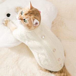 Small Dog Classic Pullover Sweater Pet Cat Soft Turtleneck Knitwear Puppy Thick Warm Clothes (L,Beige)