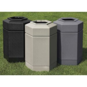 Zedfire SWG, Big Trash Can, 30 Gallon Hexagonal Waste Container with Open Top, Outdoor Trash Can for Patio, Garbage Can, Recycle Bin, Exterior Trash Can, (N. 04)