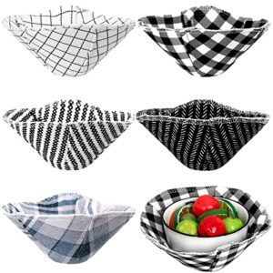 microwave bowl holders set of 5, microwave safe hot bowl holder multipurpose heat resistant fruit geometric pattern bowl pot holder polyester sponge bowl pads plate dish pads for soup bowl (geometric)