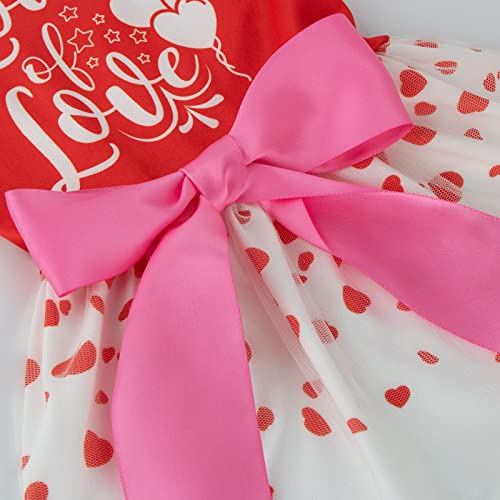 Dog Valentine's Day Dress - Soft Breathable Puppy Dress Love Printed Pet Sundress (Medium,Red)