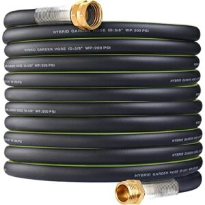 150 ft hybrid garden hose – no kink,heavy duty,lightweigh flexible,leakproof water hose – 5/8 in id,3/4"solid brass connectors - rubber car hoses pipe for outdoor watering& washing,600 burst psi