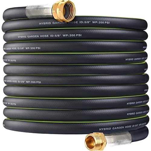 150 ft Hybrid Garden Hose – No Kink,Heavy Duty,Lightweigh Flexible,Leakproof Water Hose – 5/8 in ID,3/4"Solid Brass Connectors - Rubber Car Hoses Pipe for outdoor Watering& Washing,600 Burst PSI