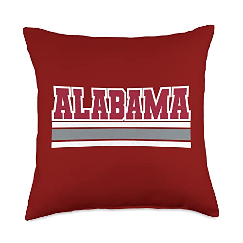 Tuscaloosa Alabama Local Bold Stripes Red/Grey Alabama Old-School Traditional Throw Pillow, 18x18, Multicolor