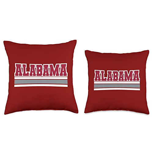 Tuscaloosa Alabama Local Bold Stripes Red/Grey Alabama Old-School Traditional Throw Pillow, 18x18, Multicolor