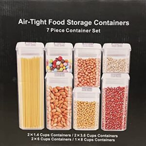 Sueno Imports 7 Piece Clear BPA Free Plastic Airtight Food Containers with Easy Lock Lids, Perfect for Kitchen Pantry Organization and Storage