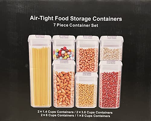 Sueno Imports 7 Piece Clear BPA Free Plastic Airtight Food Containers with Easy Lock Lids, Perfect for Kitchen Pantry Organization and Storage