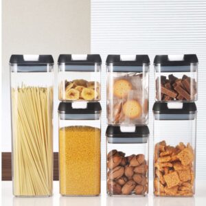 Sueno Imports 7 Piece Clear BPA Free Plastic Airtight Food Containers with Easy Lock Lids, Perfect for Kitchen Pantry Organization and Storage