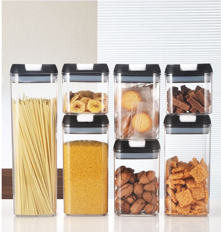 Sueno Imports 7 Piece Clear BPA Free Plastic Airtight Food Containers with Easy Lock Lids, Perfect for Kitchen Pantry Organization and Storage