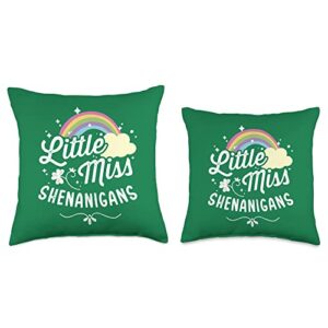 St Patricks day for girls store Little Miss Shenanigans for Girls and Women St Patricks Day Throw Pillow, 18x18, Multicolor