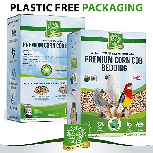 Small Pet Select 100% Natural Corn Cob Bedding for Pets Small Animal & Bird Cage Litter Safe for Hamsters, Guinea Pigs & More -12lb