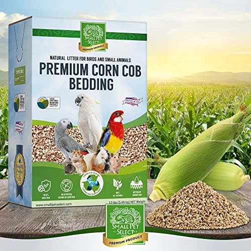 Small Pet Select 100% Natural Corn Cob Bedding for Pets Small Animal & Bird Cage Litter Safe for Hamsters, Guinea Pigs & More -12lb