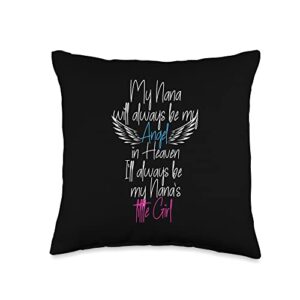 in loving memory of my nana my angel in heaven angel in heaven in loving memory of my nana throw pillow, 16x16, multicolor