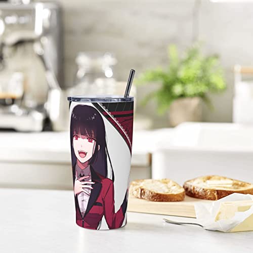 Kakegurui Jabami Yumeko Stainless steel insulation cup with straw cup lid double-layer vacuum insulation coffee cup can be placed in the car for office home