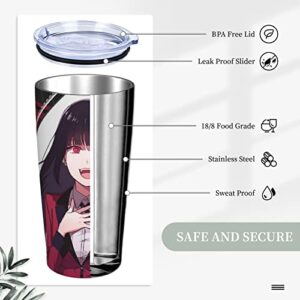 Kakegurui Jabami Yumeko Stainless steel insulation cup with straw cup lid double-layer vacuum insulation coffee cup can be placed in the car for office home