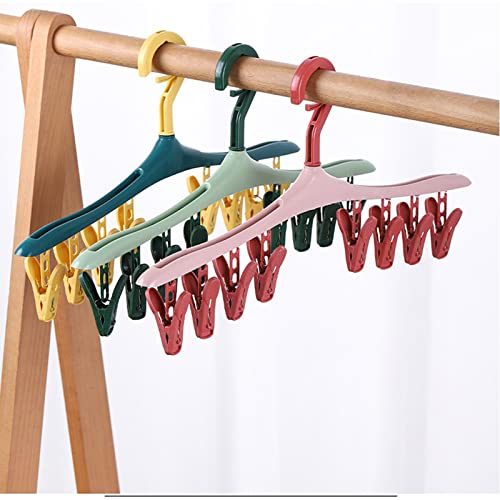 Stylish Drip Hanger Plastic Drying Clips Wind-Proof Hook Underwear Hanger with Clips Laundry Drying Rack Hanger for Socks Bras Clothespins (Color : Yellow)