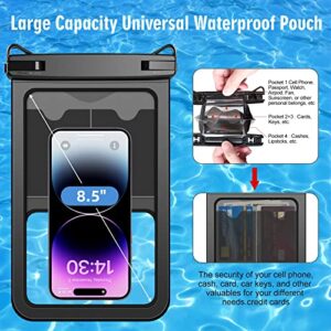 Extra Large Waterproof Phone Pouch, 2 Pcs IPX8 Universal Water Proof Phone Case for iPhone Samsung Galaxy, Plastic Cell Phone Dry Bag with Half-Height Pocket & Card Pocket, Up to 10.5"