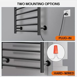 Paraheeter Wall Mounted Towel Warmer Rack for Bathrooms, Electric Heated Towel Rack Heater, 10-Bars Stainless Steel Black.